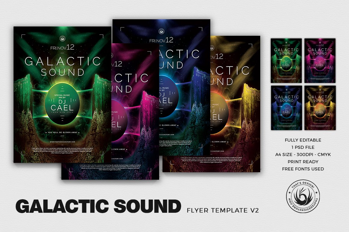 Galactic Sound Flyer Template V2 (17588) | Flyers | Design Bundles