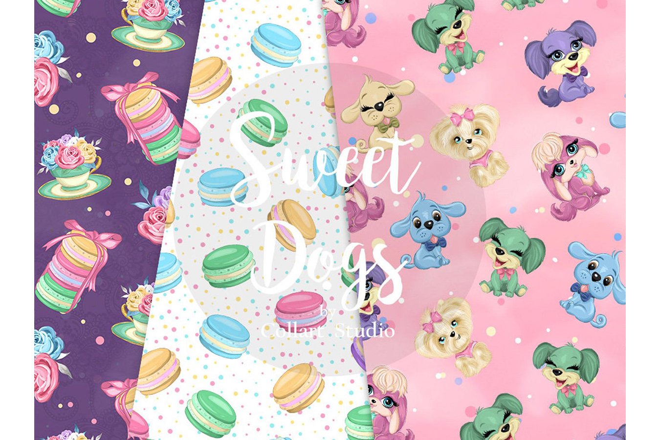 Cute dogs digital paper, cute animals nursery decor (782346) | Patterns ...