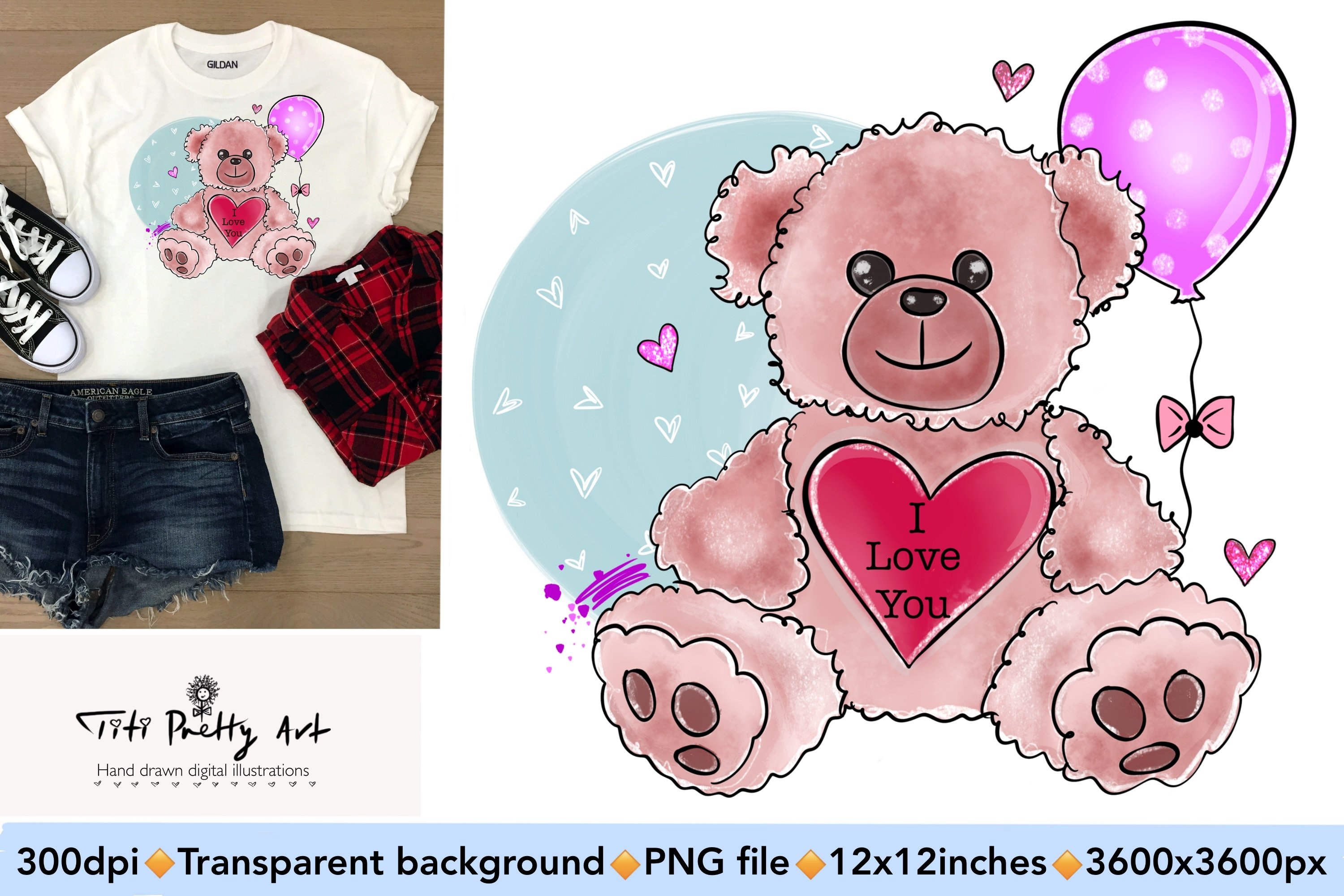 I Love You Valentine Bear Day PNG, Valentine Bundle (1136061 ...