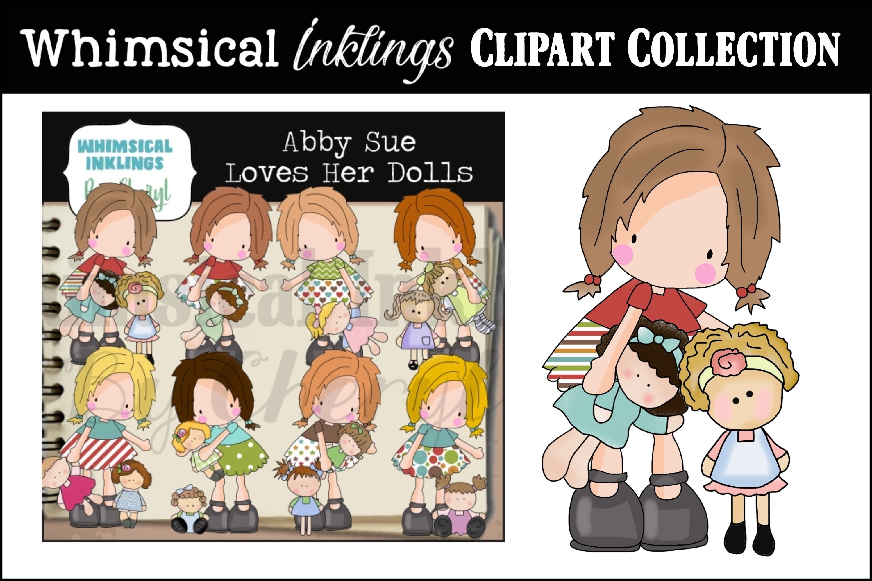 Abby Sue Loves Her Dolls Clipart Collection (195413) | Illustrations ...