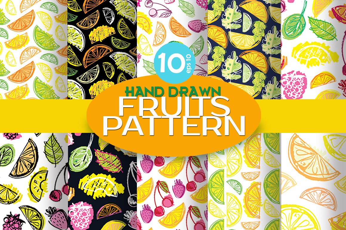 Fruit pattern set (673779) | Patterns | Design Bundles