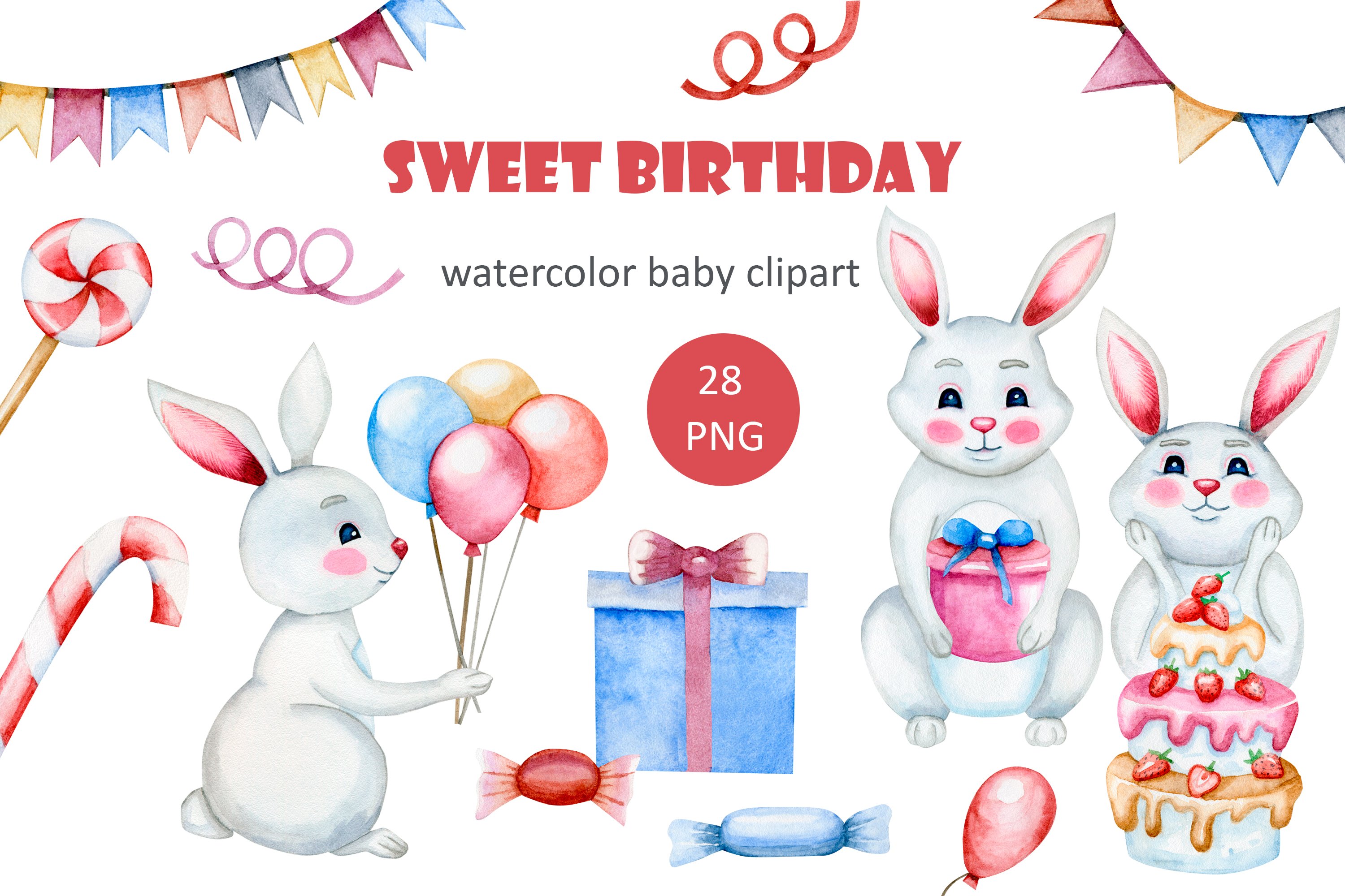 Cute Baby Bunny Clipart Birthday