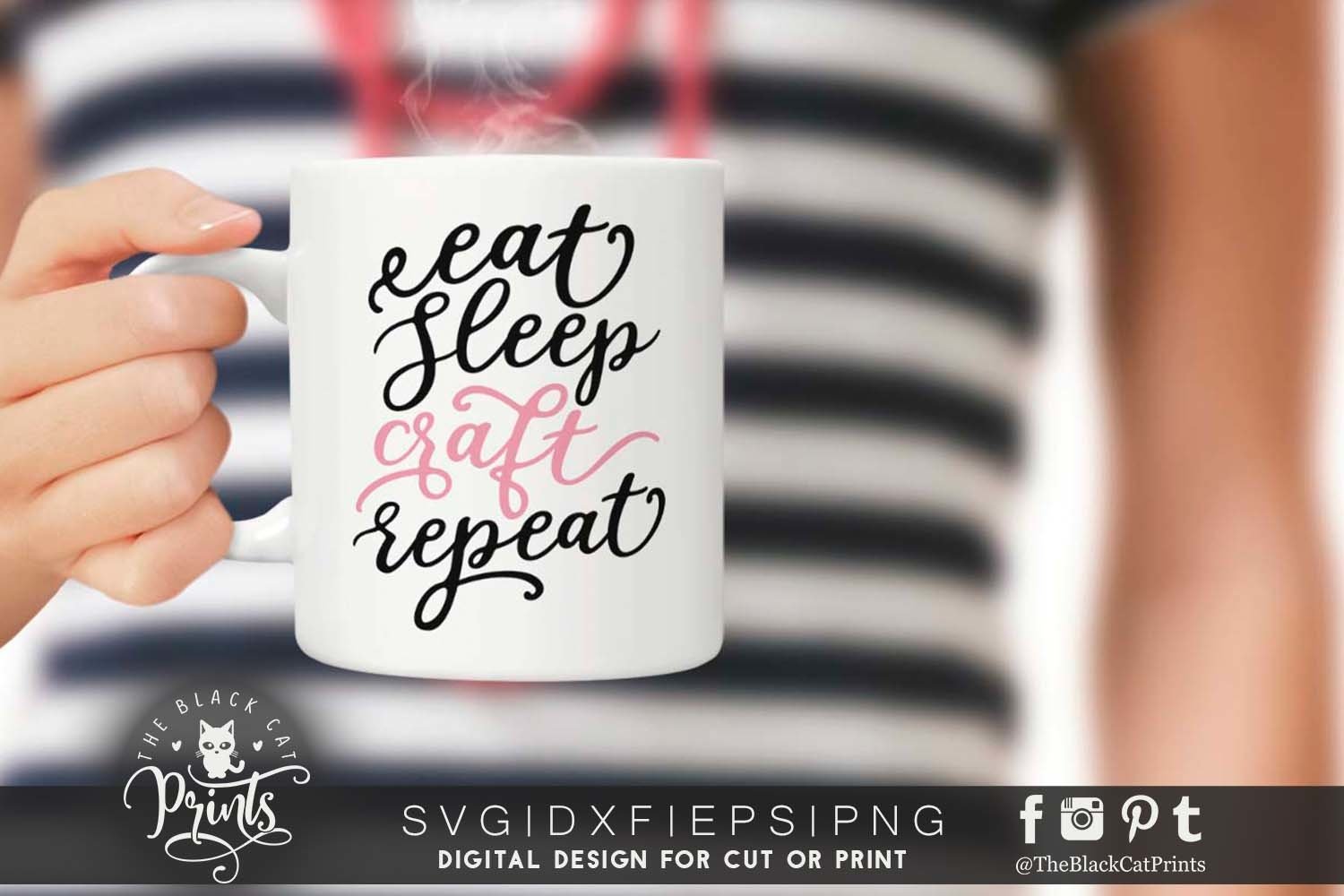 Eat Sleep Craft Repeat SVG DXF PNG EPS (52933) | Cut Files | Design Bundles
