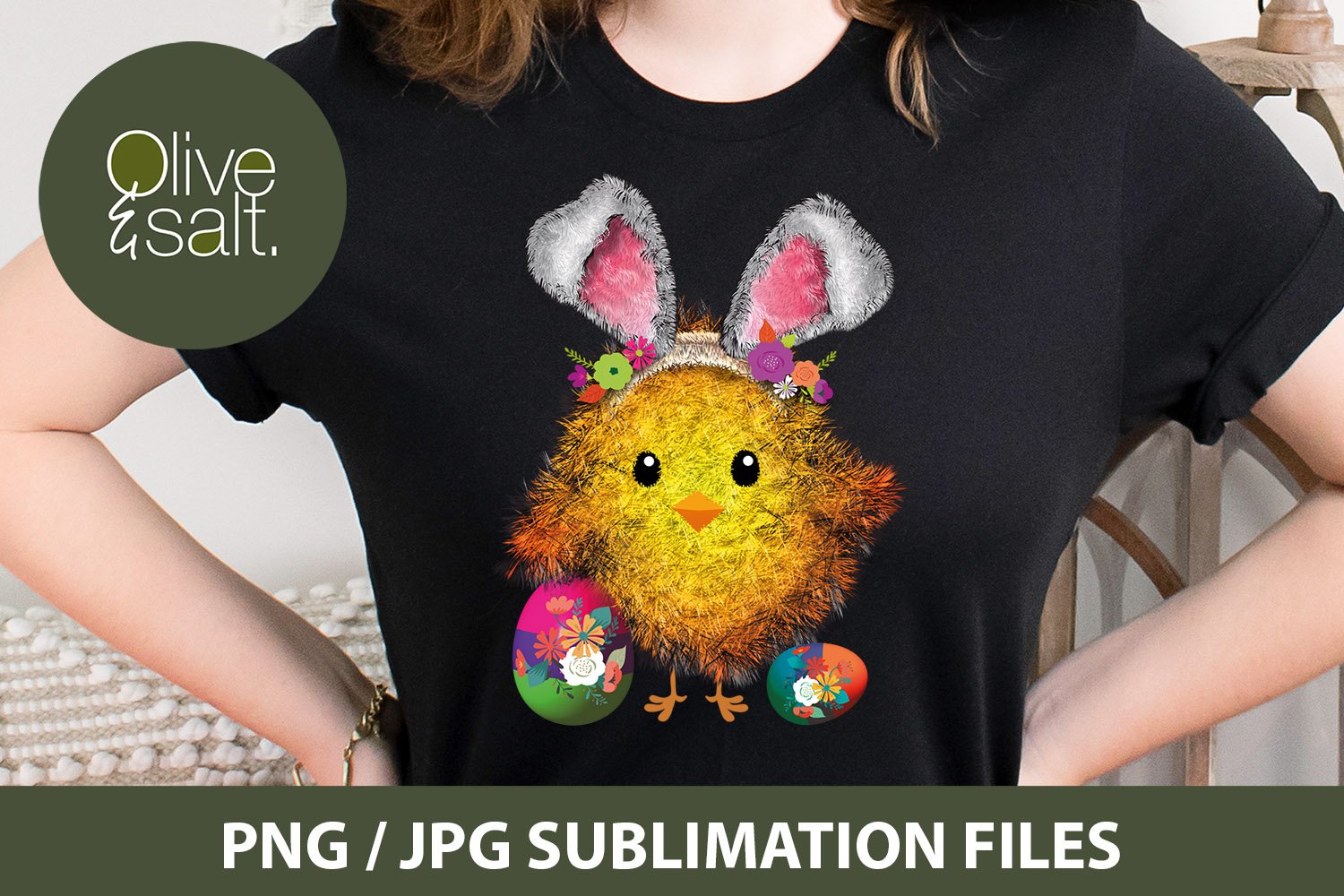Easter Chick with Bunny Ears Sublimation PNG (1181112) | Sublimation ...