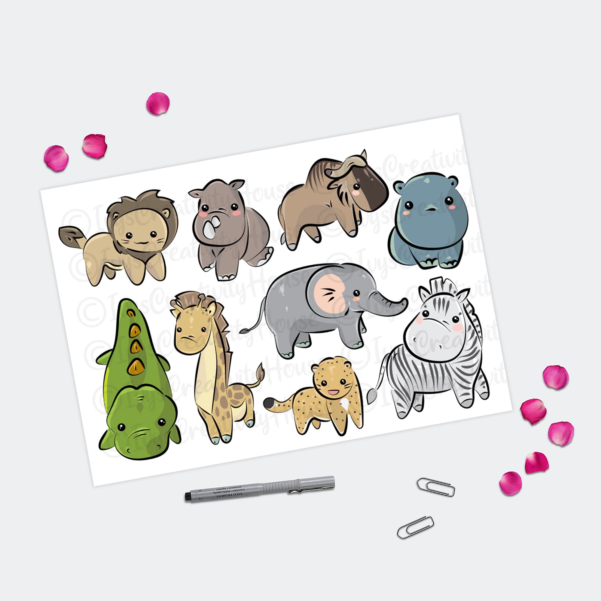 Kawaii Safari Animal Clipart | Cute Animals Sublimation Pack (658809 ...
