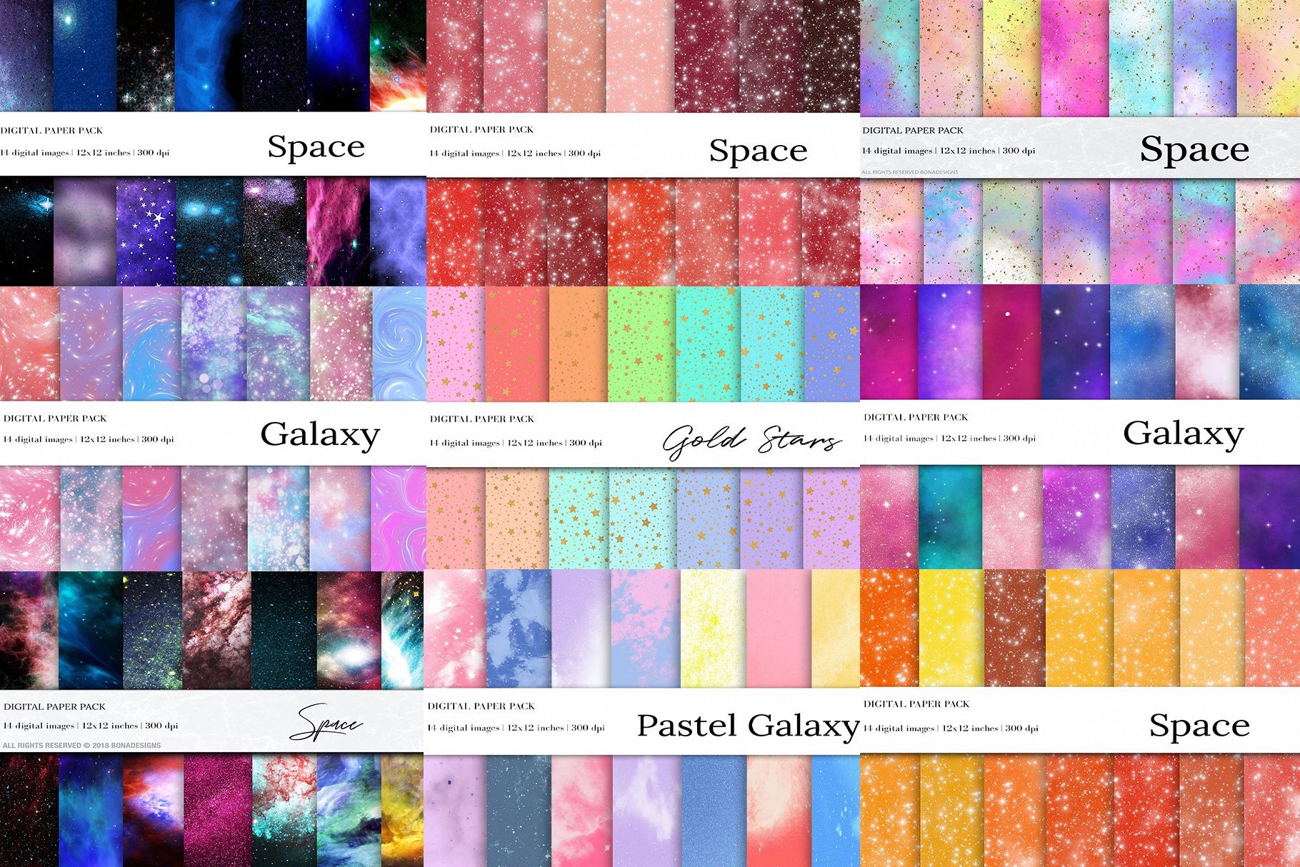 364 Space Galaxy Bundle (579120) | Backgrounds | Design Bundles