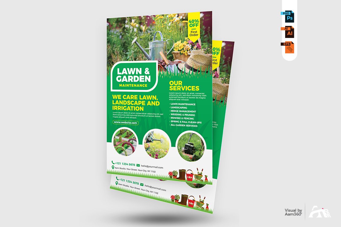 Lawn and Landscaping Flyer (595606) | Flyers | Design Bundles