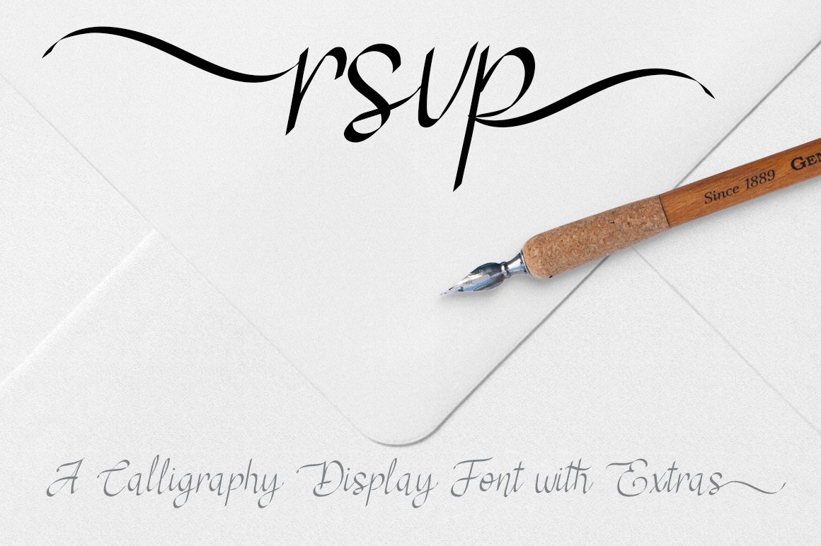 RSVP a modern calligraphy display font with swatches (189222 ...