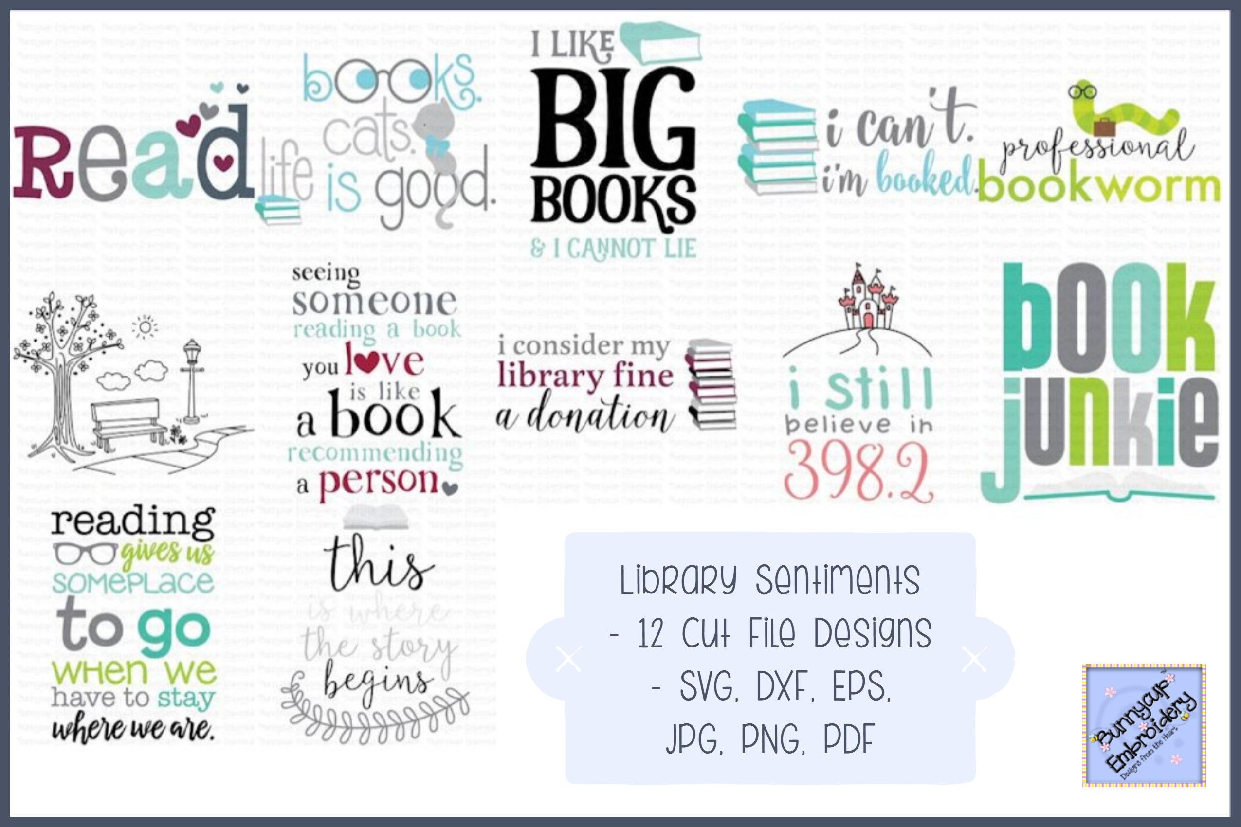 Library Sentiments Bundle - SVG, Clipart, Printables (250927) | Cut ...
