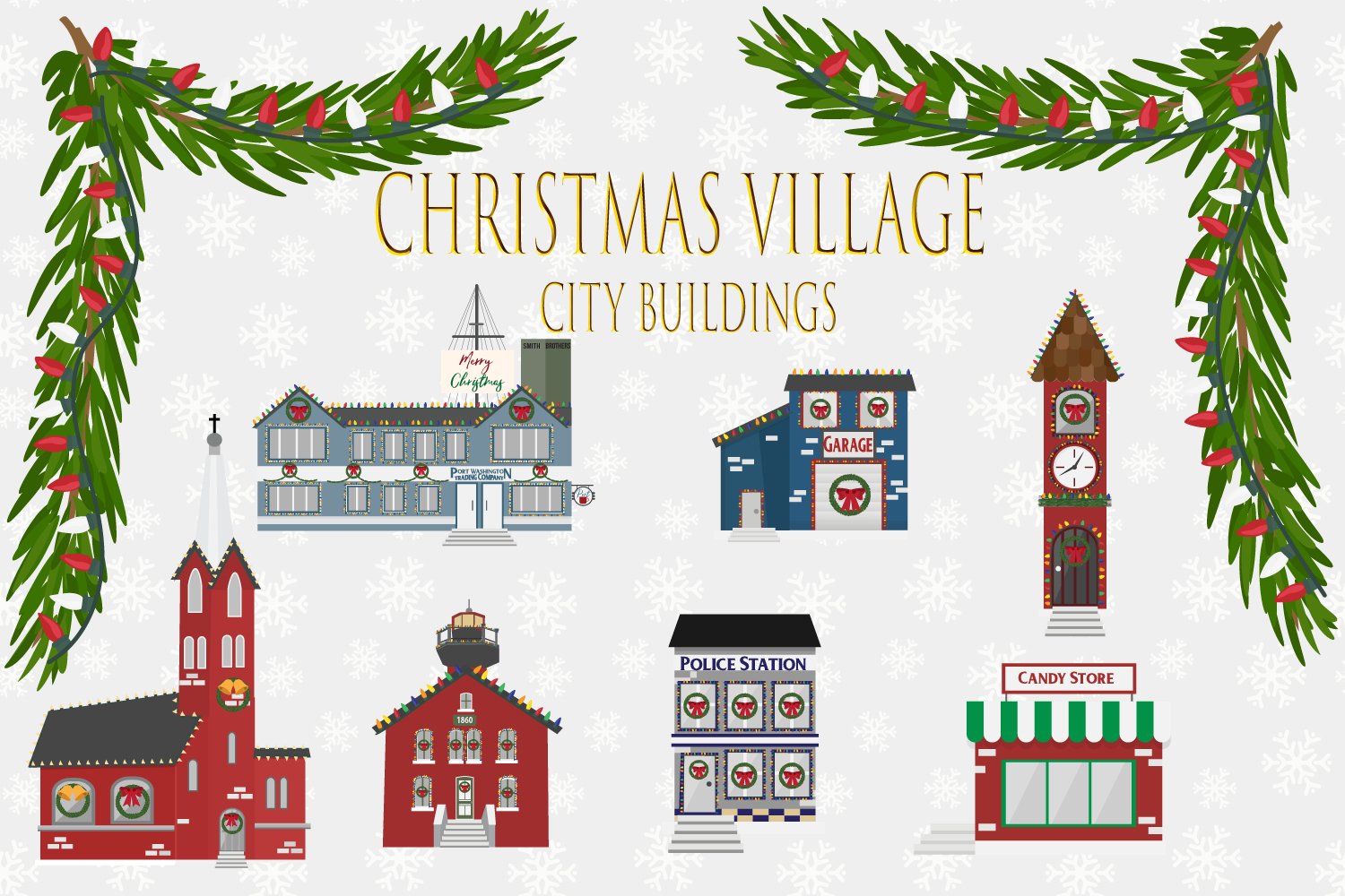 Christmas Village (43993) | Illustrations | Design Bundles