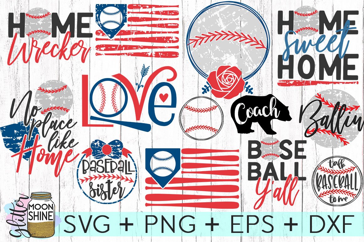 Big Baseball Bundle of 13 SVG DXF PNG EPS Cutting Files (99943) | SVGs ...