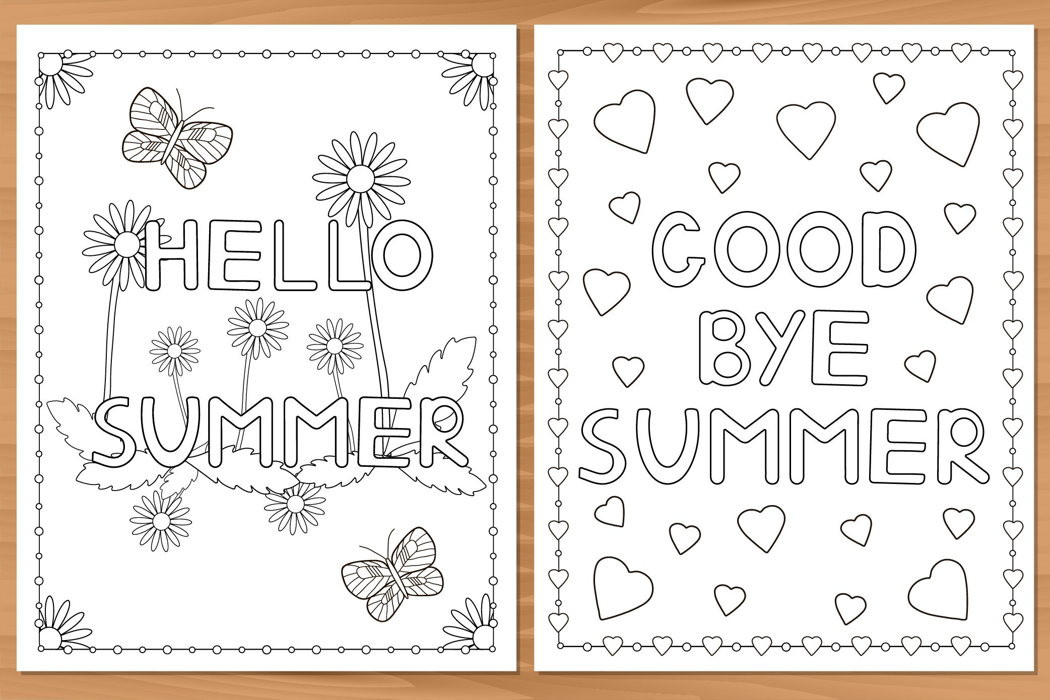 11 summer cards. Coloring pages. (539446) | Coloring Pages | Design Bundles