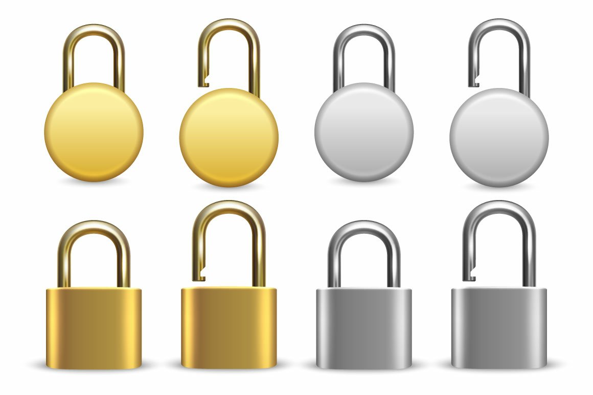 Padlock. Vector set. (1222098) | Illustrations | Design Bundles