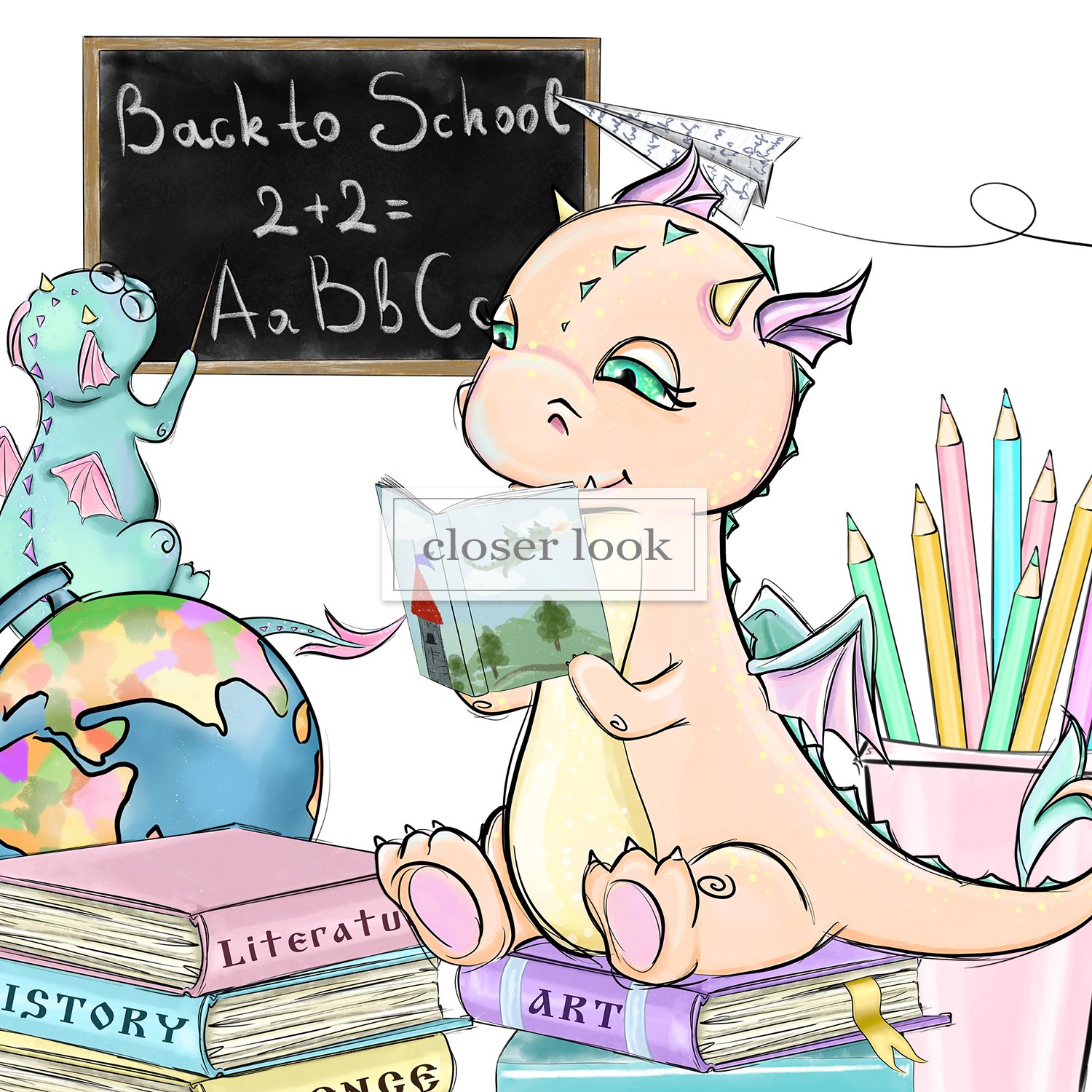 Dragons Back to School - Clipart (387062) | Illustrations | Design Bundles