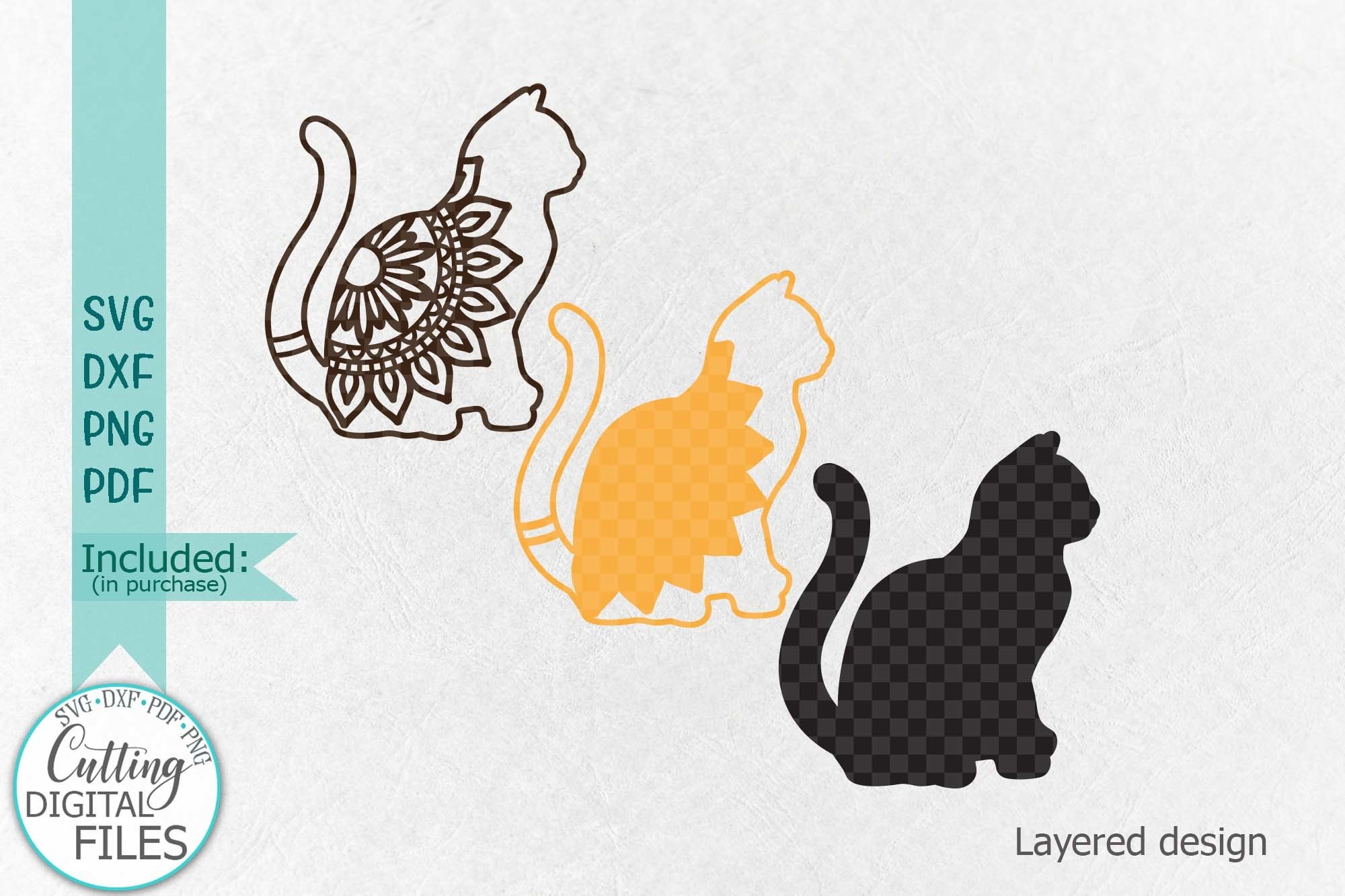 3D Mandala Cat Layered paper art svg dxf cricut laser cut (779817 ...