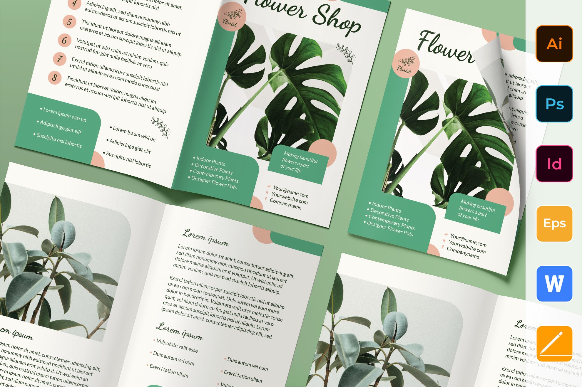 Flower Shop Brochure Bifold (432140) | Brochures | Design Bundles