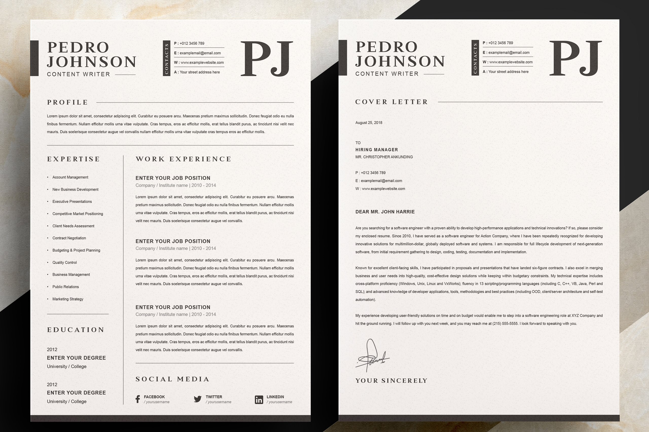 Clean Resume / CV Template with MS Word Cover Letter (843429) | Resume ...
