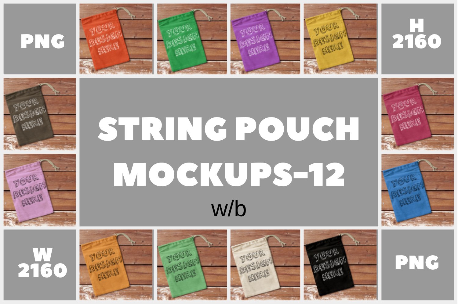 String Pouch Bag Mockups Bundle - 12 (252427) | Mockups | Design Bundles