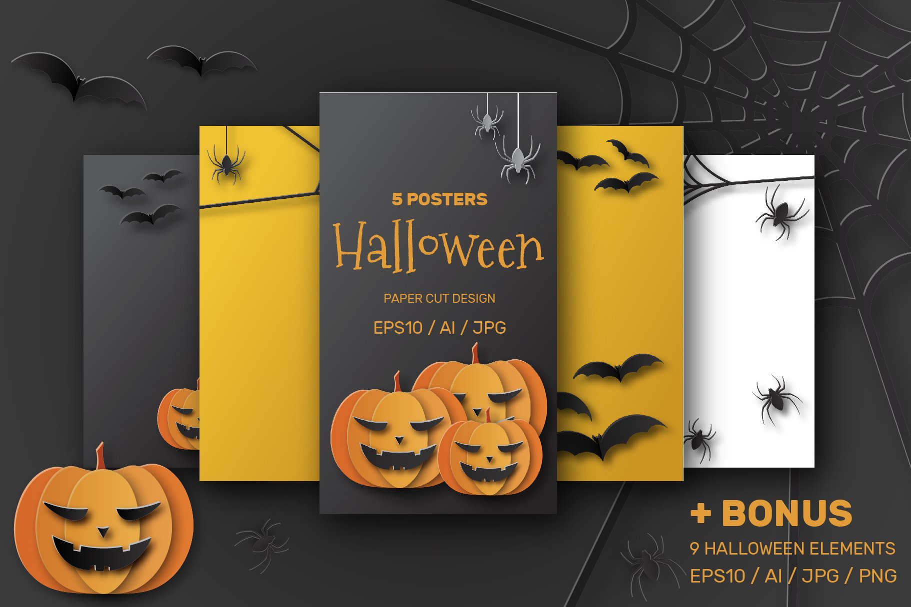 Halloween posters (960293) | Illustrations | Design Bundles