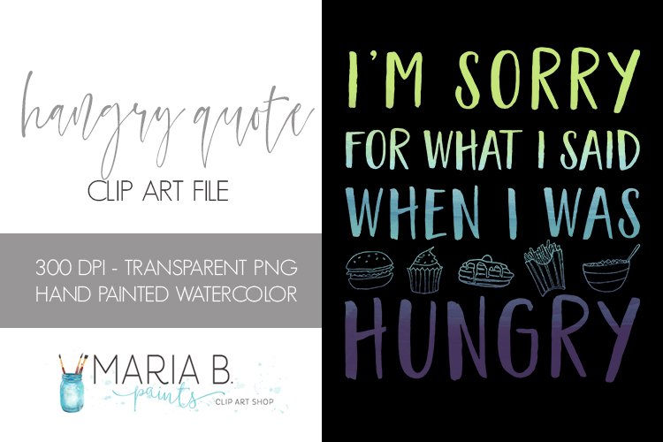 Hangry Funny Quote Clip Art PNG (199602) | Illustrations | Design Bundles