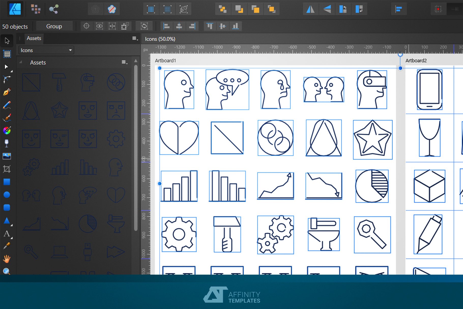 50 Modern Icons Affinity Designer (564360) | Icons | Design Bundles
