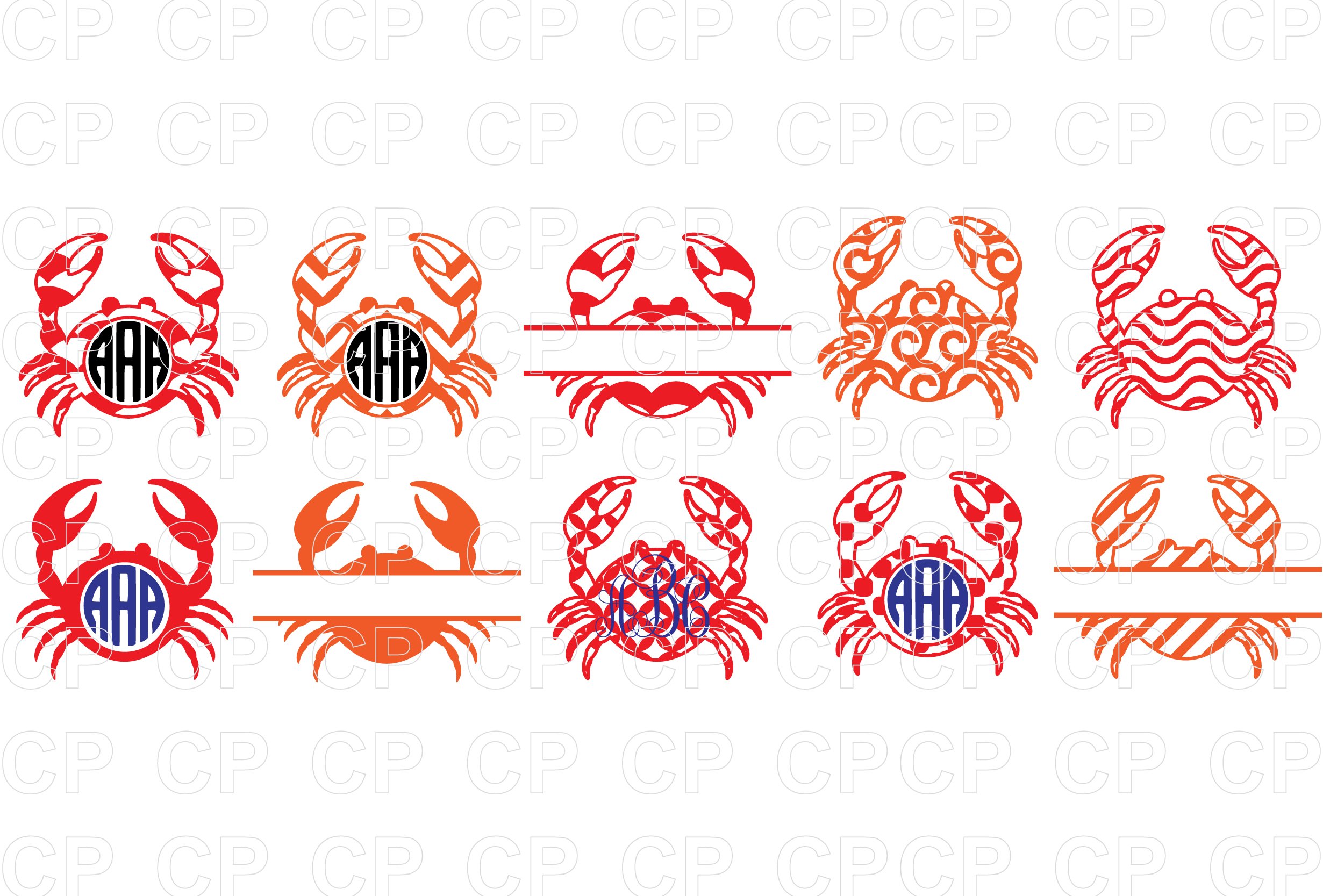 Crab SVG Bundle Cut Files, Crab Clipart (98637) | Cut Files | Design ...
