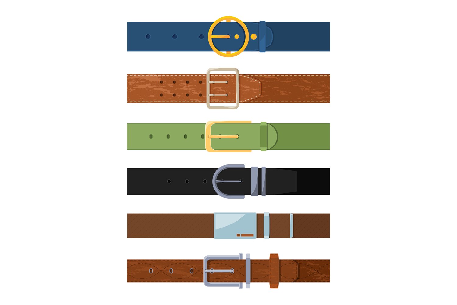 Clothing belt. Vector set of various colored belts (826406 ...