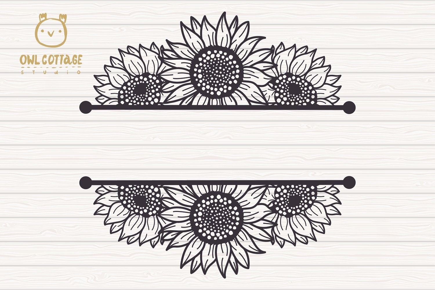 Sunflowers Split Border Monograms Set svg, floral monograms (916263 ...