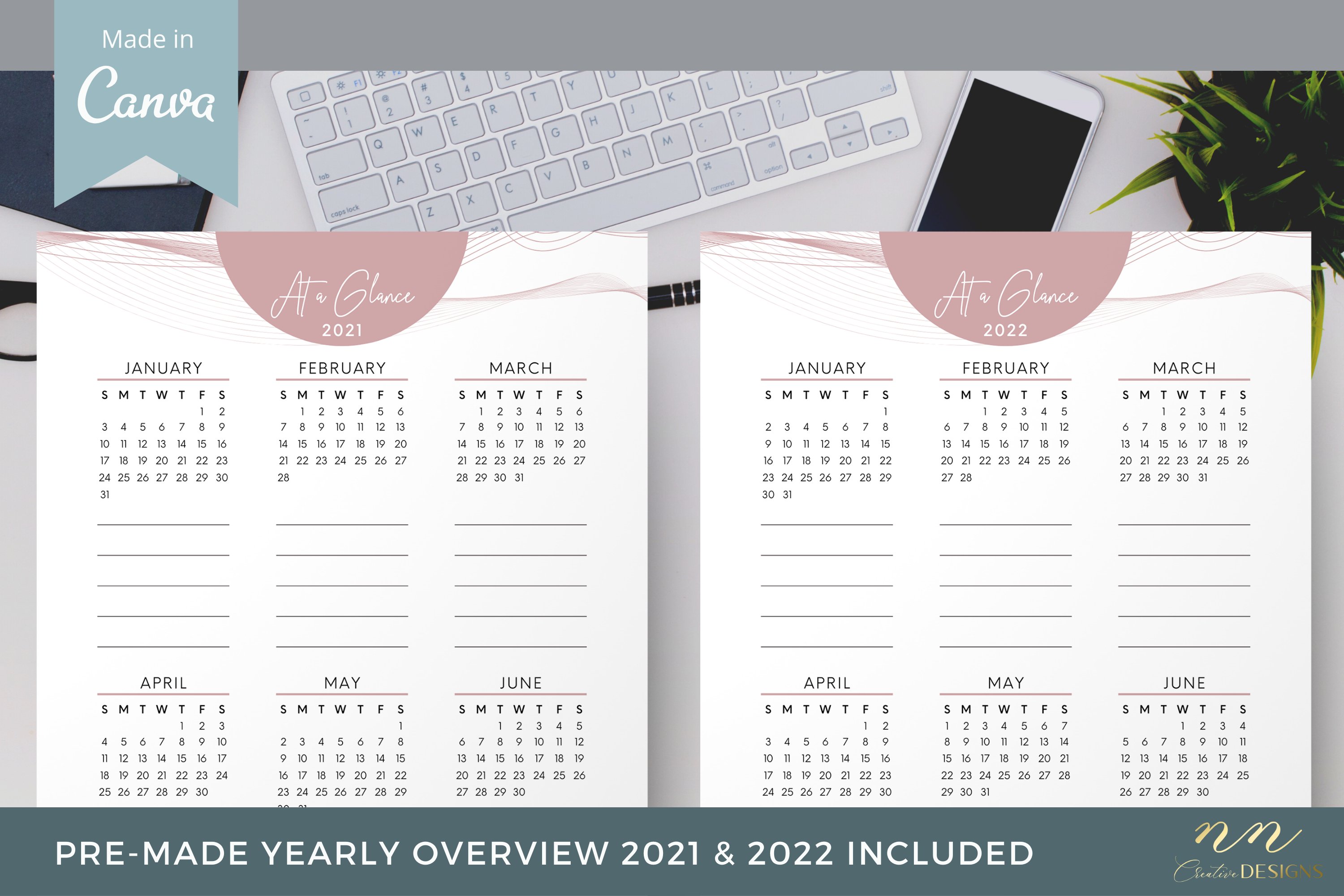 Canva Calendar Template For Printable Products 707772 Canva Templates Design Bundles