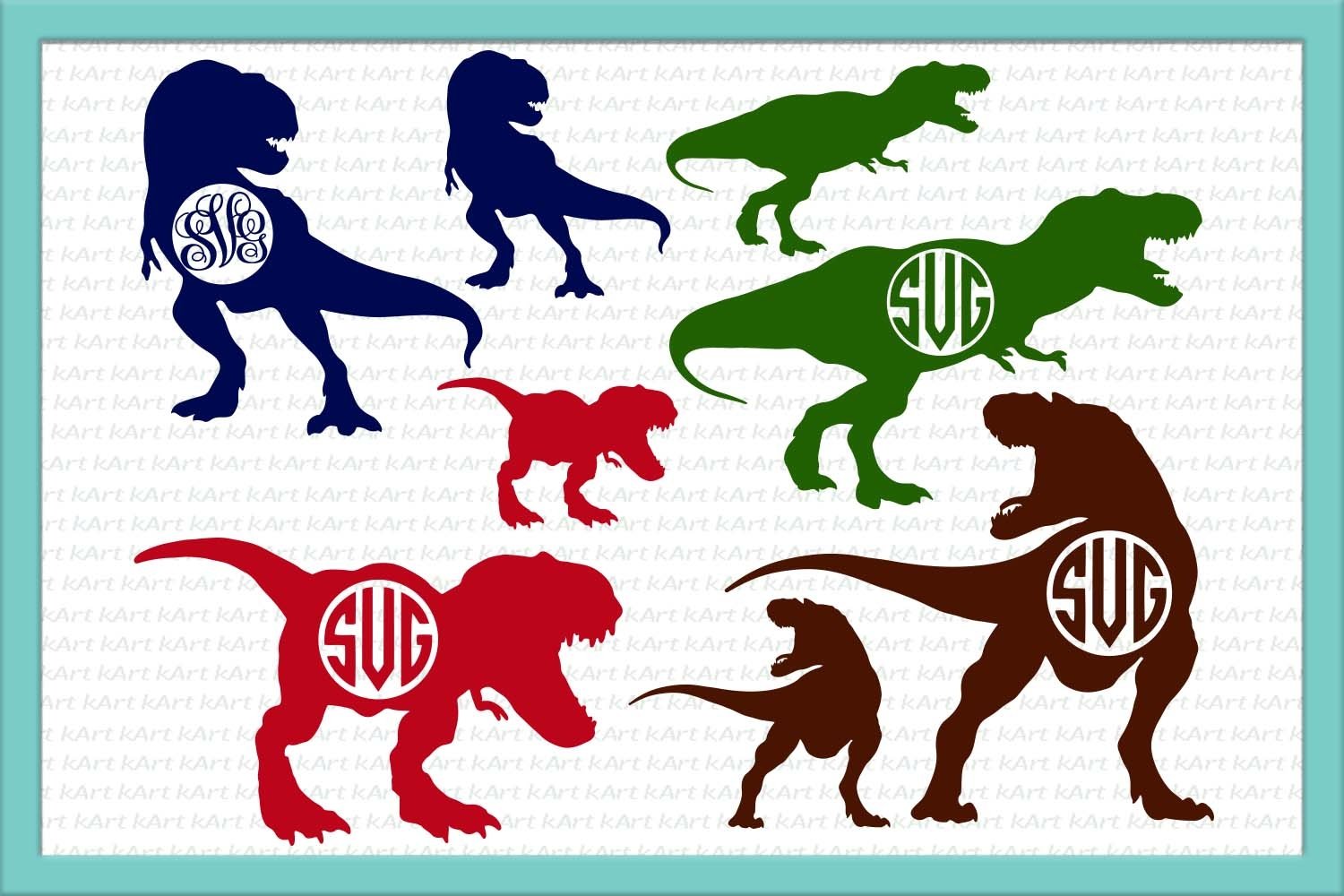 Dinosaur monogram SVG, T Rex bundle svg, T-rex clipart