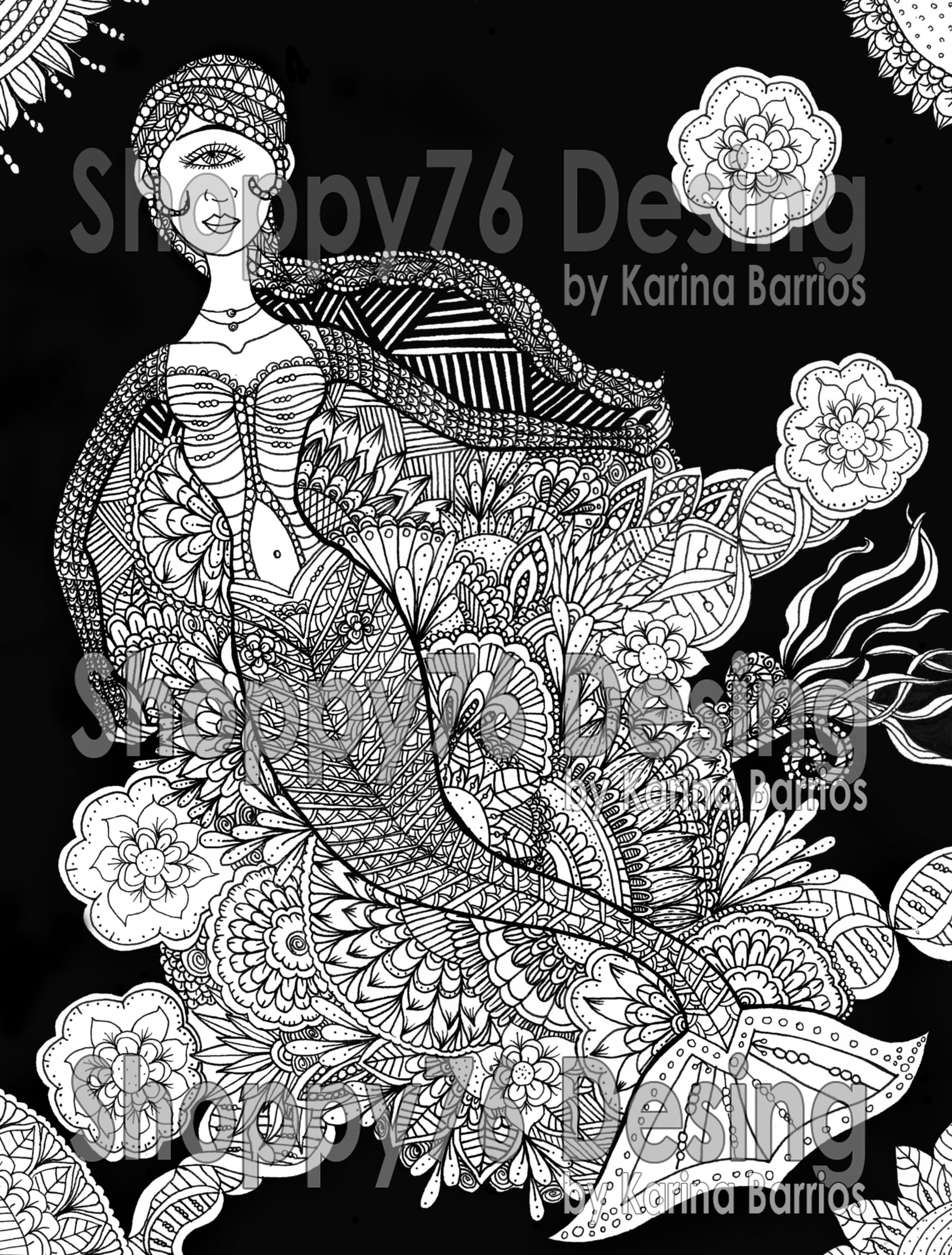 Cyclops mermaid / coloring page (167759) | Illustrations | Design Bundles