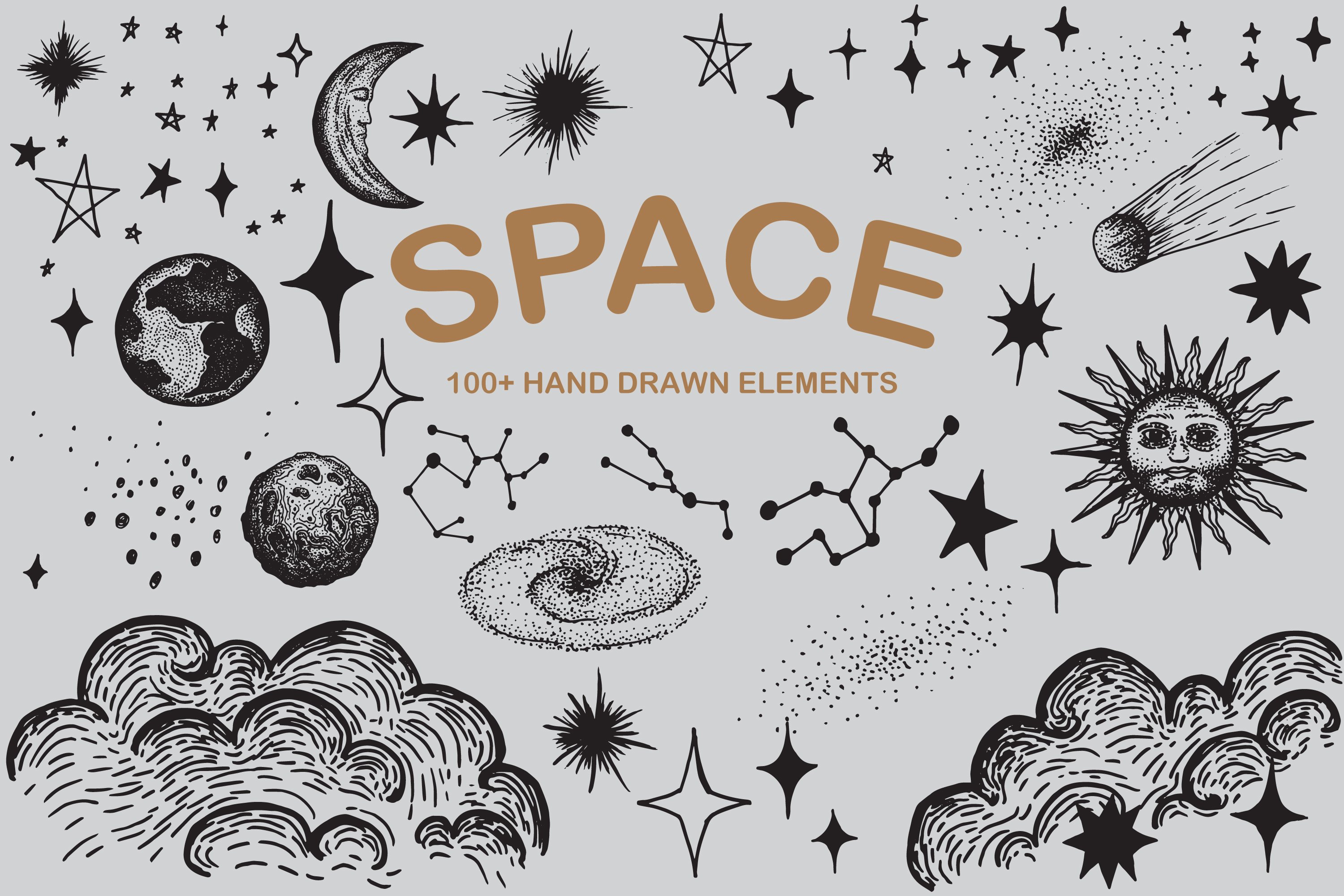Space - Star Moon Sun Planet Zodiac (997383) | Elements | Design Bundles
