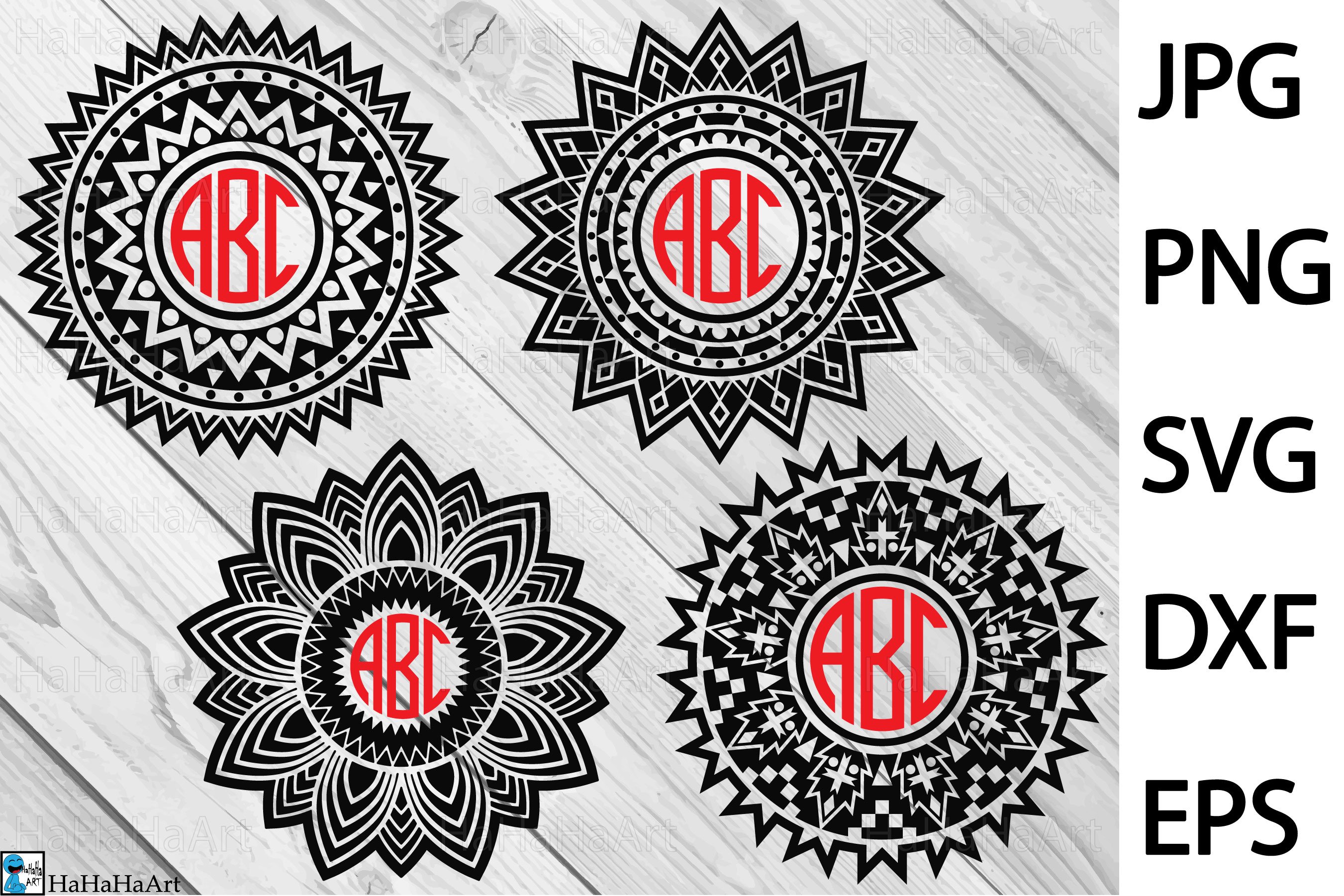 Tribal Monogram Frame V1 - Clip art / Cutting Files 388c (514904 ...