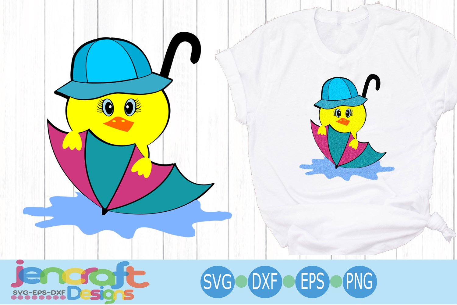 Easter SVG - Duck in Umbrella Svg, Eps, Dxf Spring Cut file