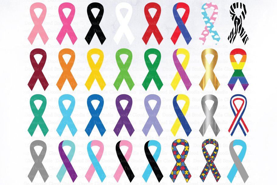 Awareness Ribbons Bundle Clipart, Awareness Ribbon SVG, (365524) | Cut ...