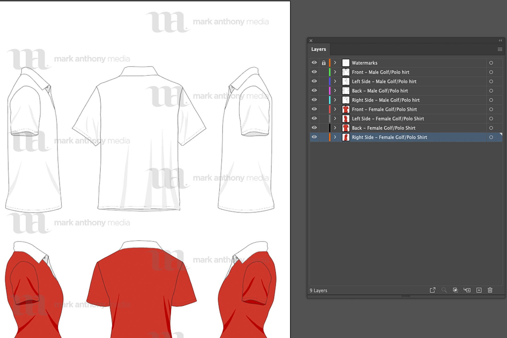 Golf/Polo Shirt - Vector Template Mockup (999682) | Clothing | Design ...