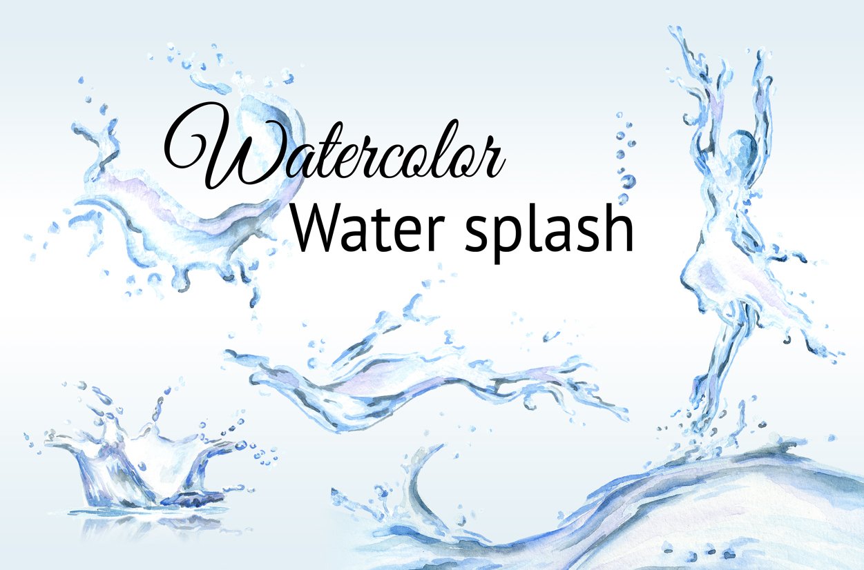 Water splash. Watercolor (132664) | Illustrations | Design Bundles