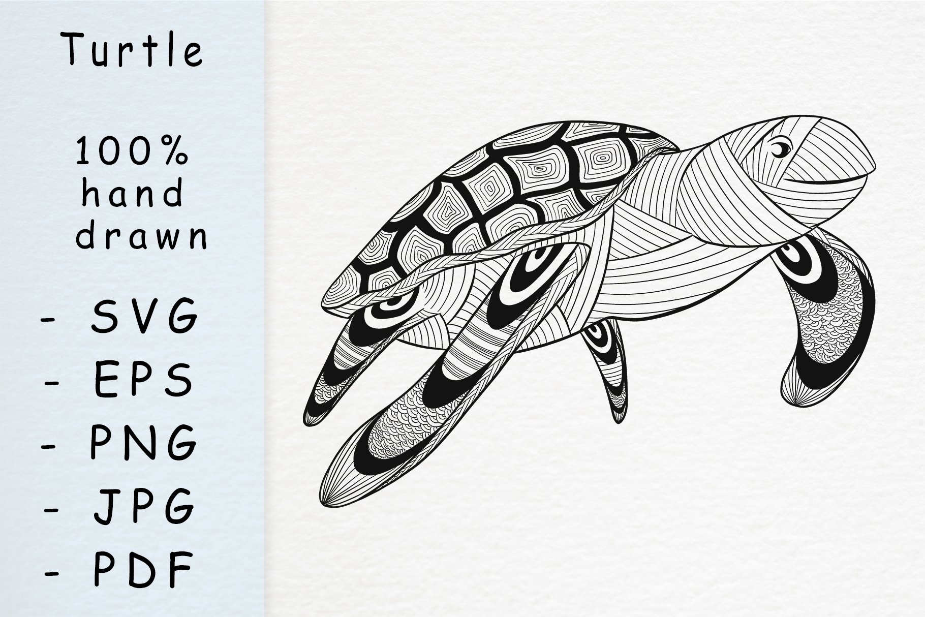 Hand drawn turtle with patterns