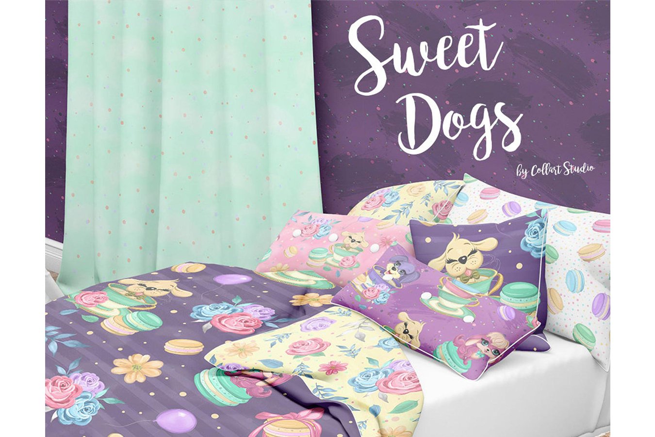 Cute dogs digital paper, cute animals nursery decor (782346) | Patterns ...