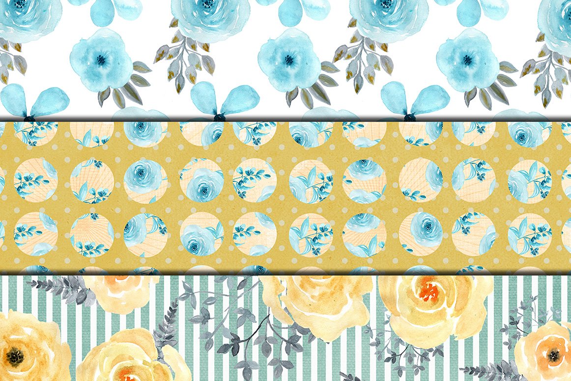 Mint digital floral paper pack (28329) | Backgrounds | Design Bundles