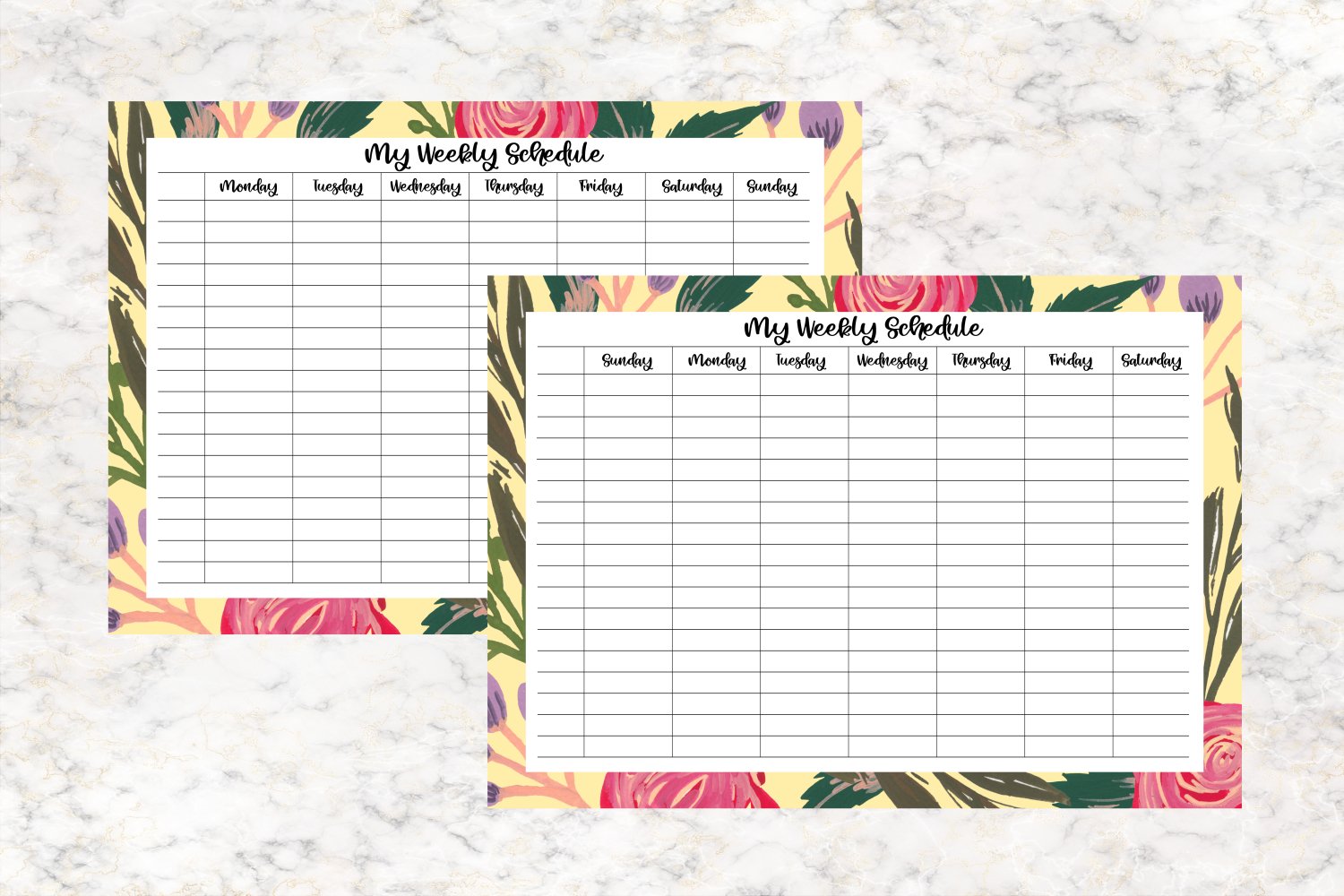 Gouache Flowers Weekly Schedule