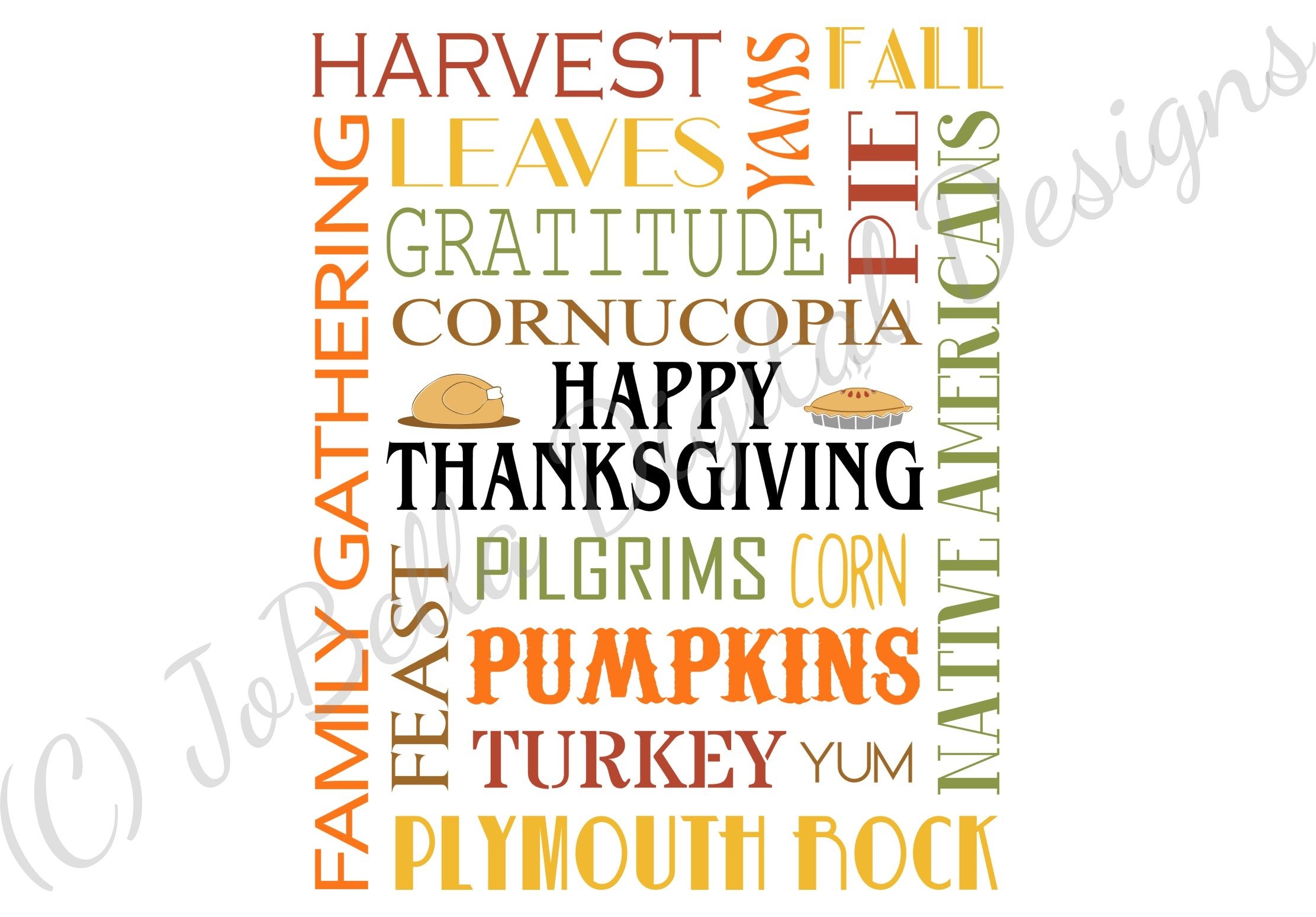 Subway Art Happy Thanksgiving SVG, Sublimation PNG & Print (353555 ...