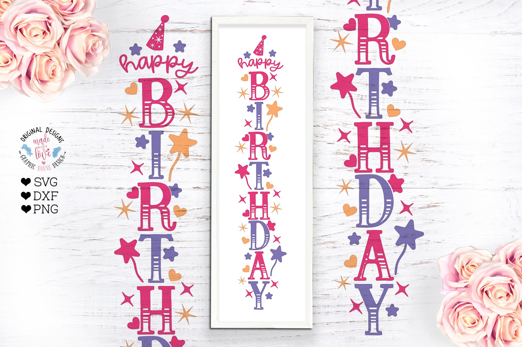 Happy Birthday Vertical SVG Sign - Birthday SVG (405815) | SVGs ...