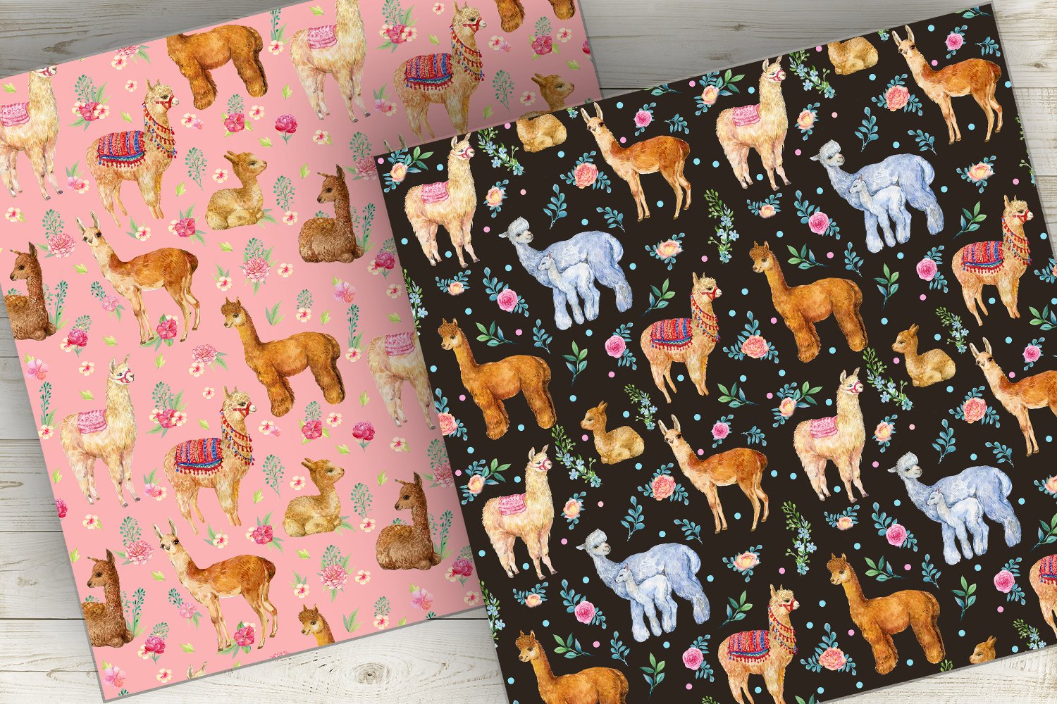 Alpacas and llamas .Seamless pattern (305987) | Patterns | Design Bundles