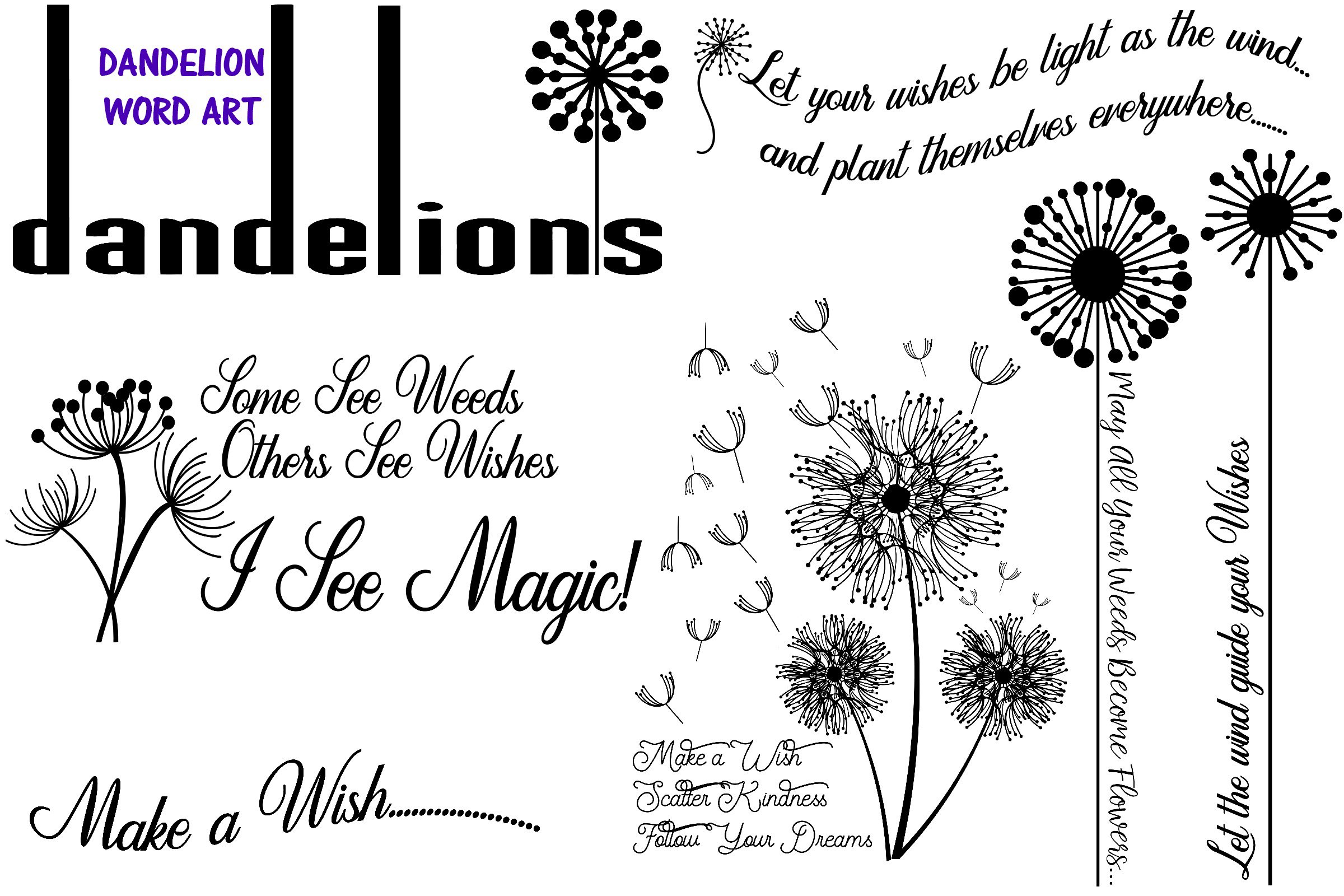 Dandelions and Overlays and Word Art AI EPS PNG (365690 ...