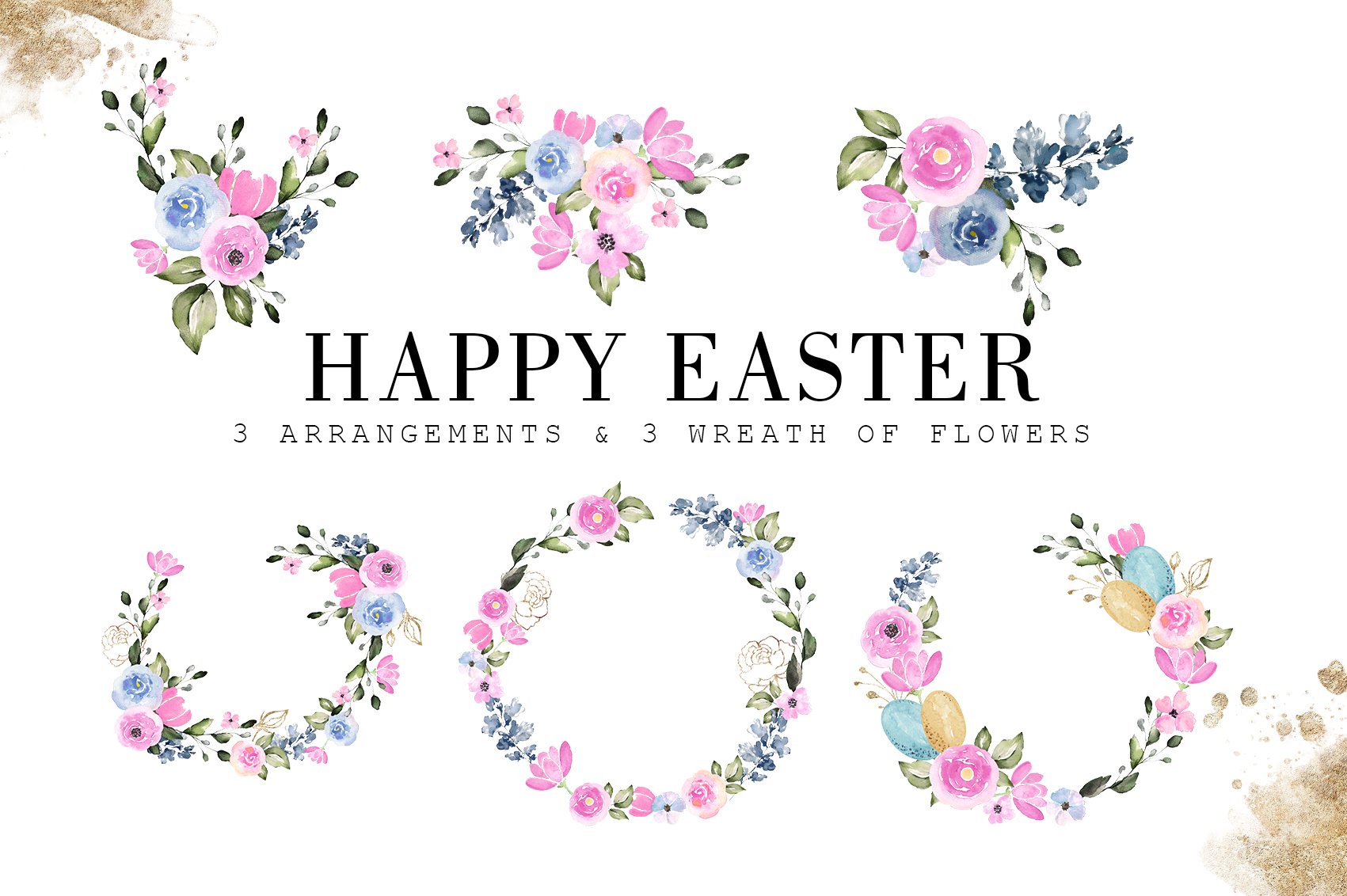 Happy Easter|Watercolor Elements clipArt (236789) | Illustrations ...
