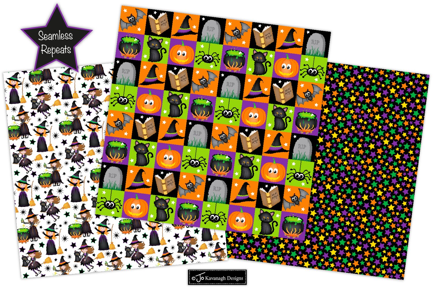 Halloween digital papers, Halloween patterns, Witch,Cat -P14 (85457 ...