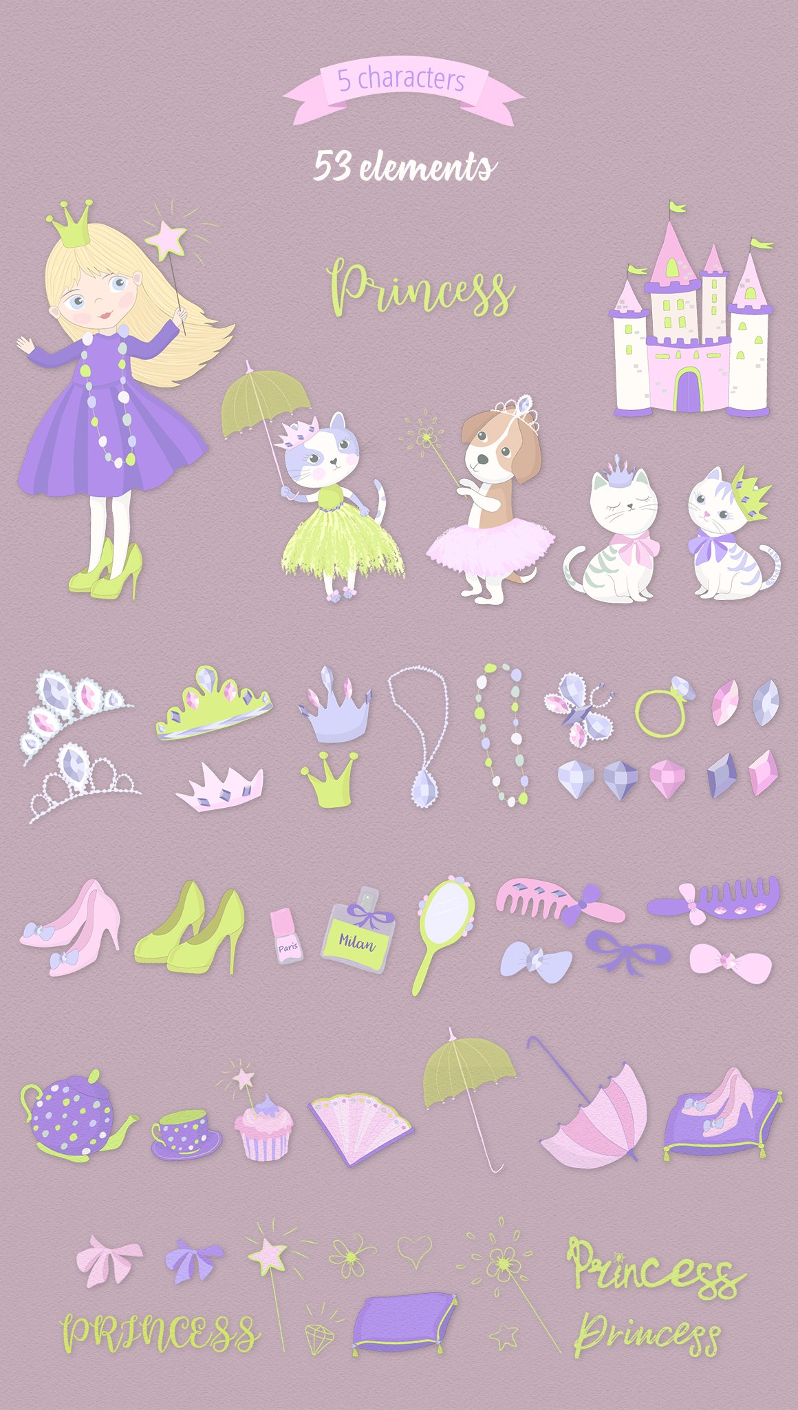 Cute Princess Illustration Set