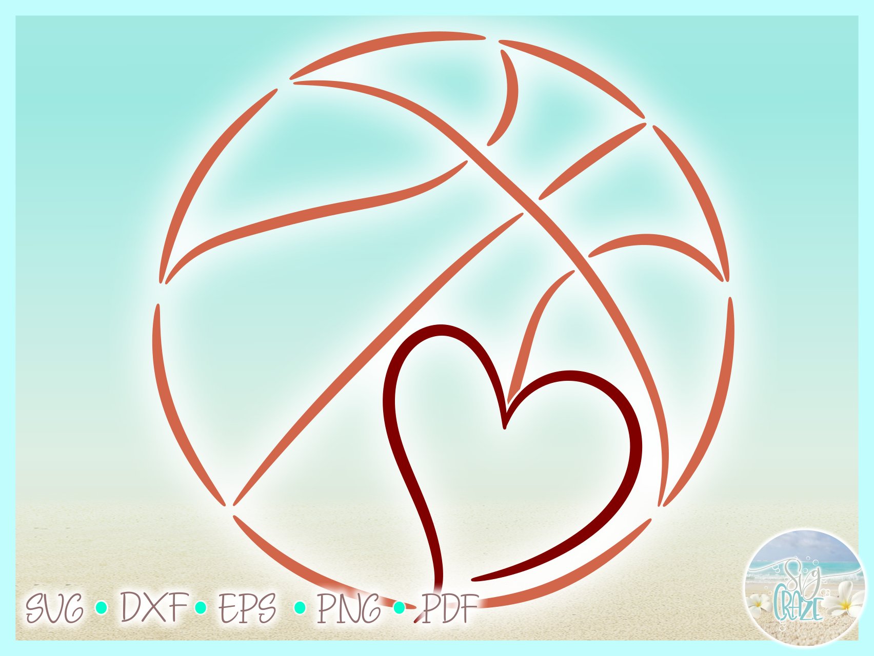 Basketball With Heart Sports Enthusiast Svg Dxf Eps Png Pdf (198188 ...