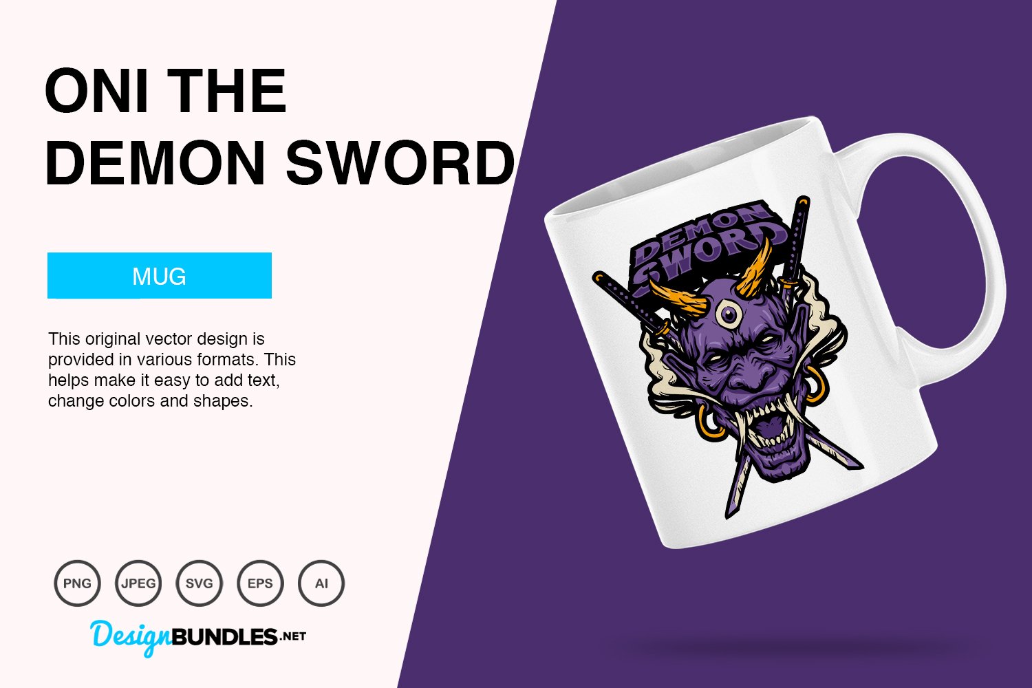 Oni The Demon Sword Vector Illustration